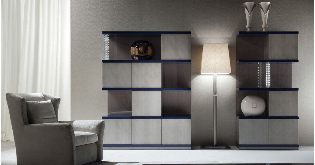 Giorgio Alchemy display cabinet bookcase african sycamore leather