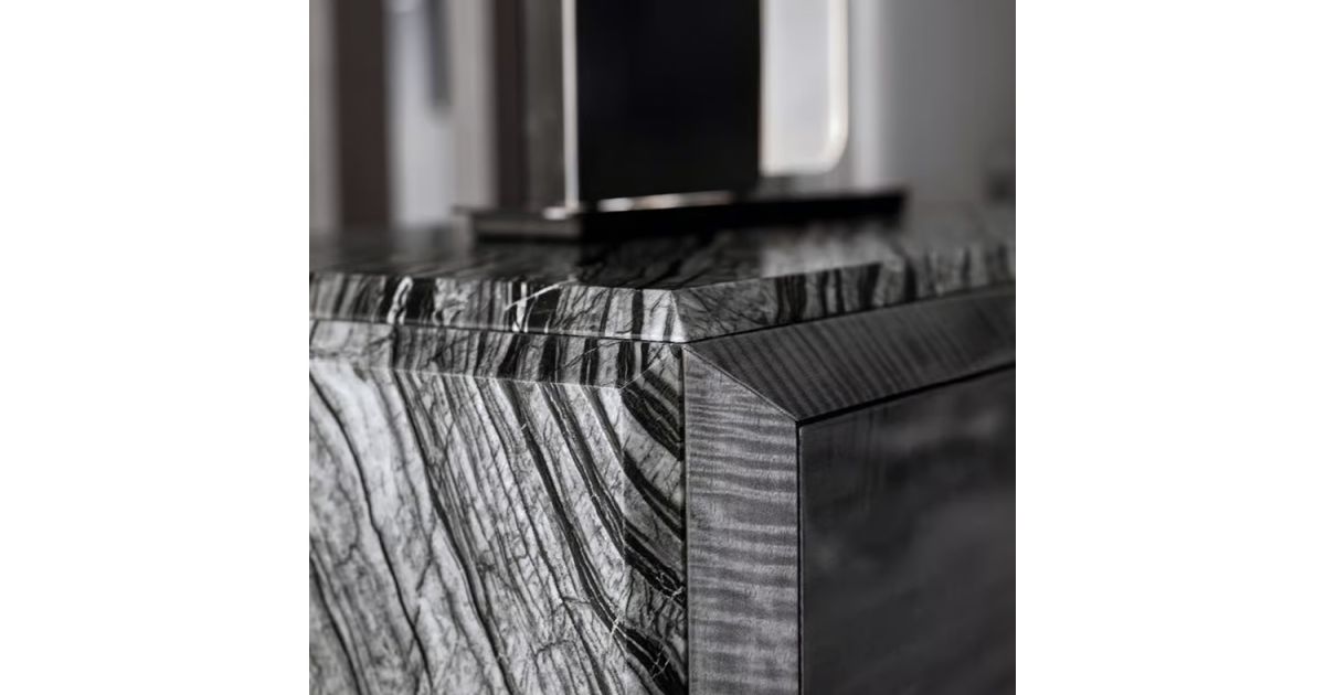 mirage night table marble top mowinghi wood steel base